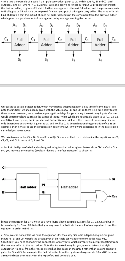 Solved 4) We take an example of a basic 4 bit ripple carry | Chegg.com