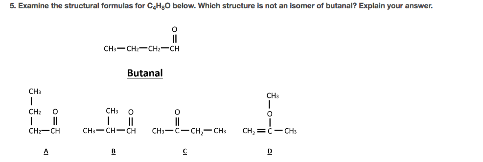 Butanal Structural Formula