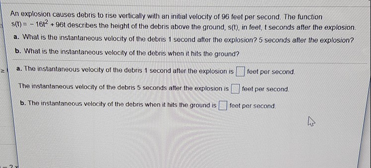 Solved An explosion causes debris to rise vertically with an | Chegg.com