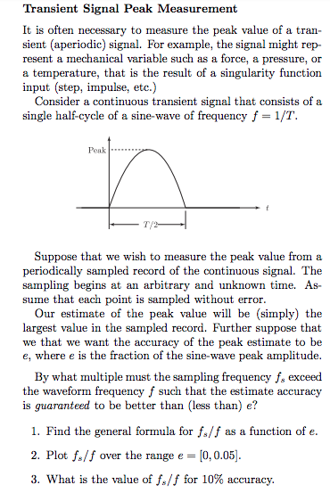 Solved Transient Signal Peak Measurement It is often | Chegg.com