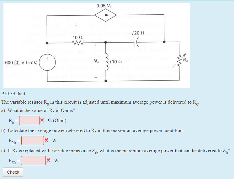 Solved The variable resistor R_0 in this circuit is | Chegg.com