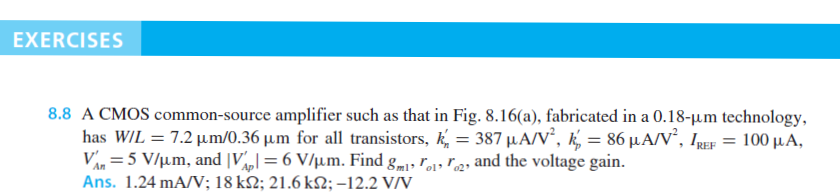Solved A CMOS common-source amplifier such as that in Fig. | Chegg.com