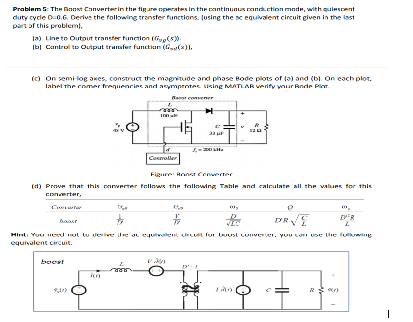 Solved Problem 5: The Boost Converter in the figure operates | Chegg.com