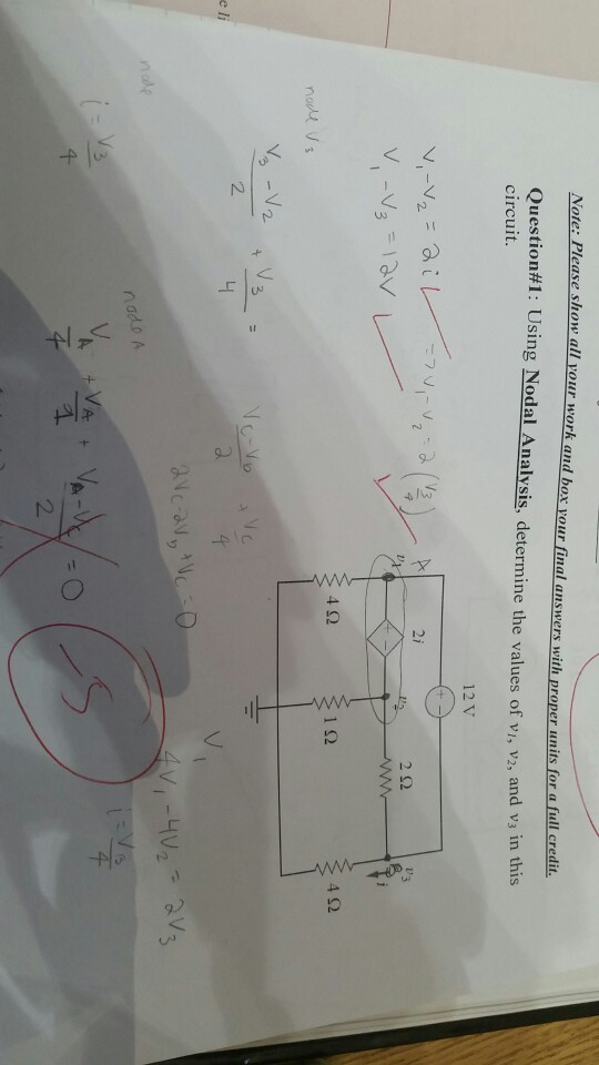 Solved Using Nodal Analysis, determine the values of v_1, | Chegg.com