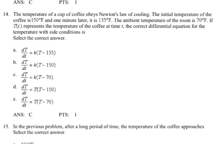 Solved Can someone do 14 and show the newtons lawnof cooling | Chegg.com