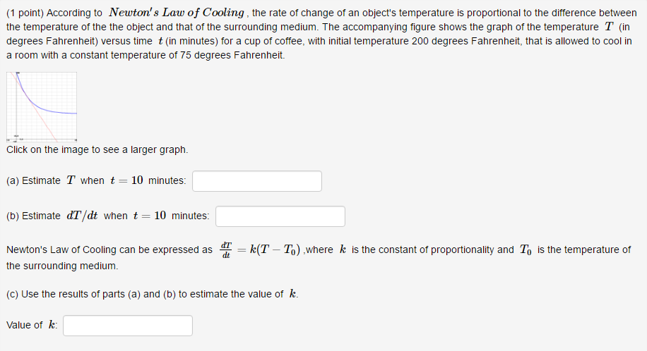 Solved According to Newton's Law of Cooling. the rate of | Chegg.com
