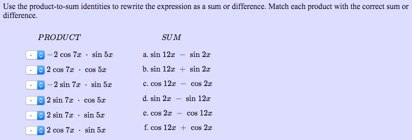 Solved Use the product-to-sum identities to rewrite the | Chegg.com