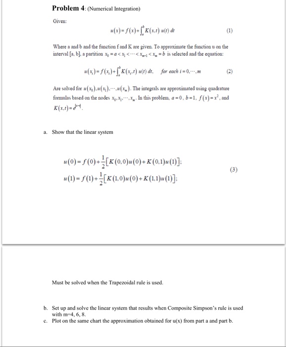 Solved Numerical Integration. a. Show | Chegg.com