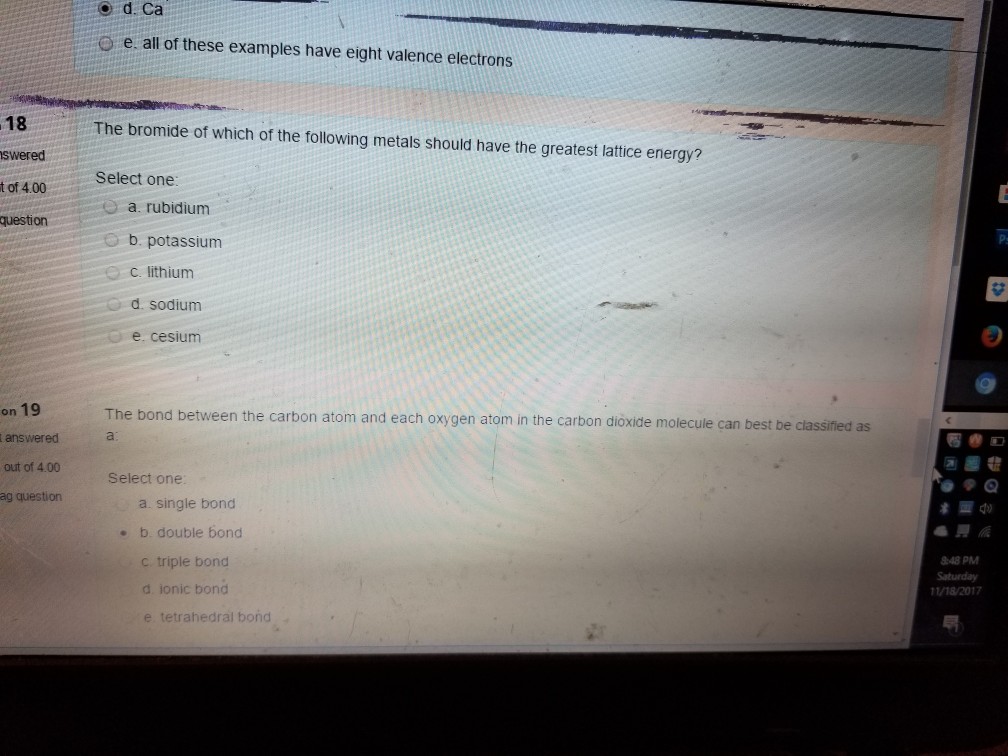 Solved d. Ca o e all of these examples have eight valence | Chegg.com