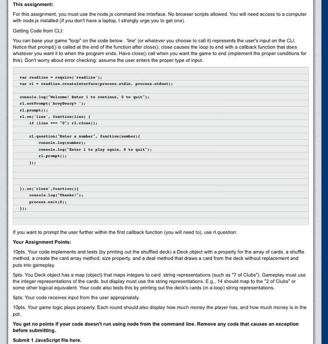 For This Assignment You Must Use The Node Js Command