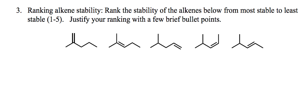 Solved 3. Ranking alkene stability: Rank the stability of | Chegg.com