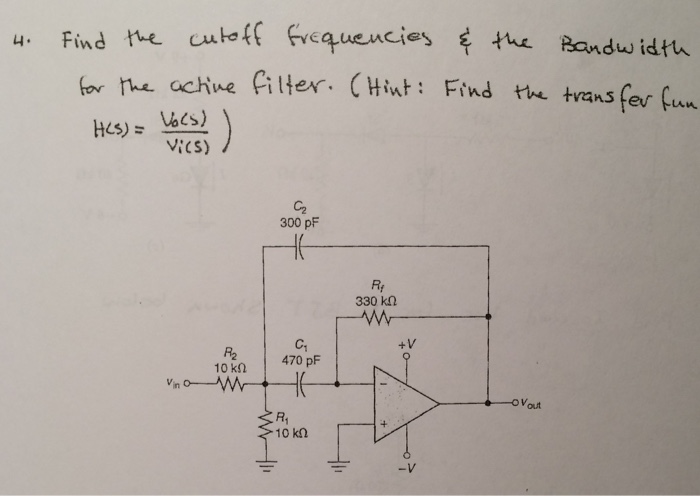 Solved Find the cutoff frequencies & the bandwidth for the | Chegg.com