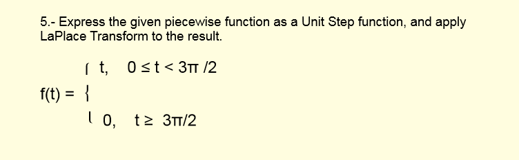 Solved Express the given piecewise function as a Unit Step | Chegg.com