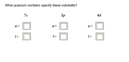 Solved What quantum numbers specify these subshells? 4d 3p | Chegg.com