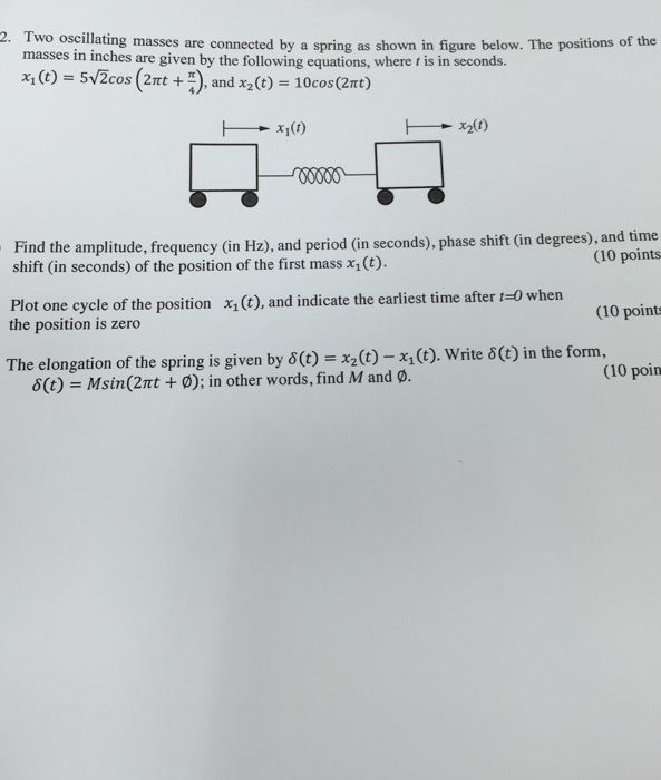 Solved 2. Two oscillating masses are connected by a spring | Chegg.com