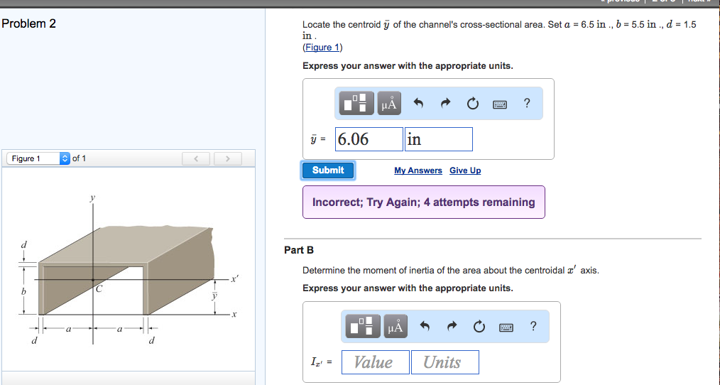 Solved Problem 2 Figure 1 of 1 Locate the centroid y of the | Chegg.com