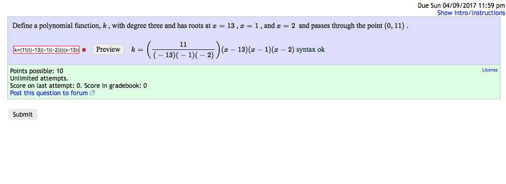 Solved Define a polynomial function, k, with degree three | Chegg.com