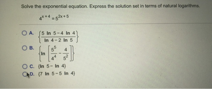 Solved Solve the exponential equation. Express the solution | Chegg.com