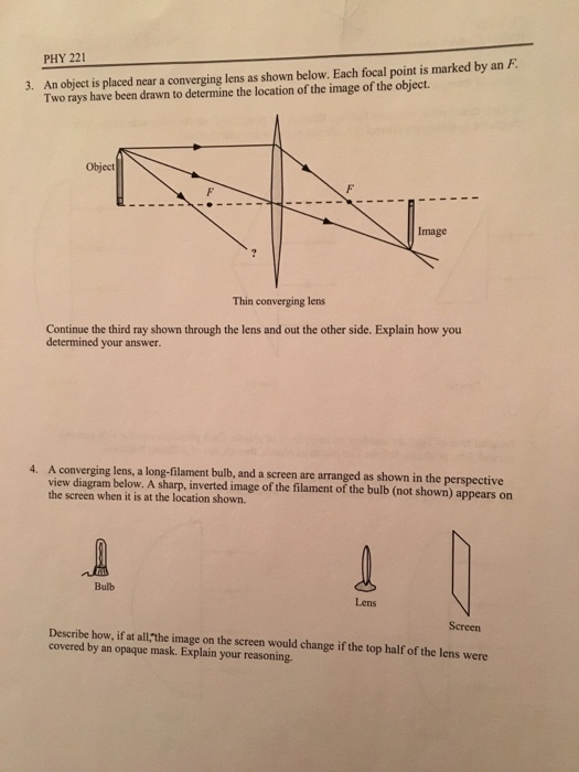 Solved An object is placed near a converging lens as shown | Chegg.com