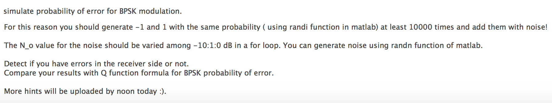 Simulate probability of error for BPSK modulation. | Chegg.com
