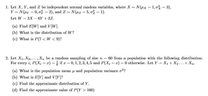 Solved Let X, Y, and Z be independent normal random | Chegg.com