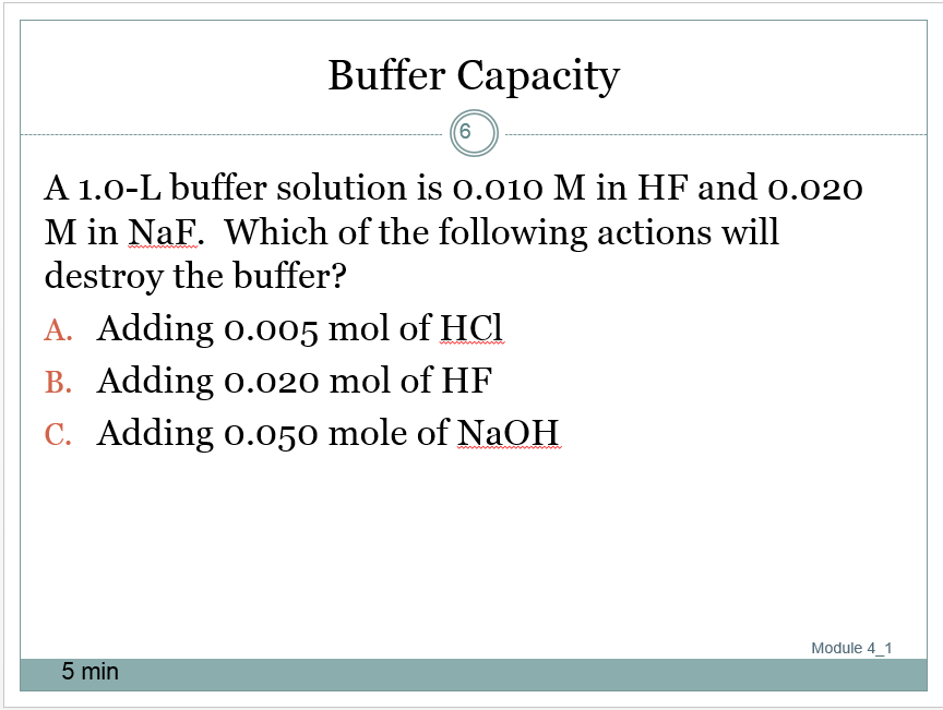 Solved Buffer Capacity A 1.0-L buffer solution is 0.010 M in | Chegg.com