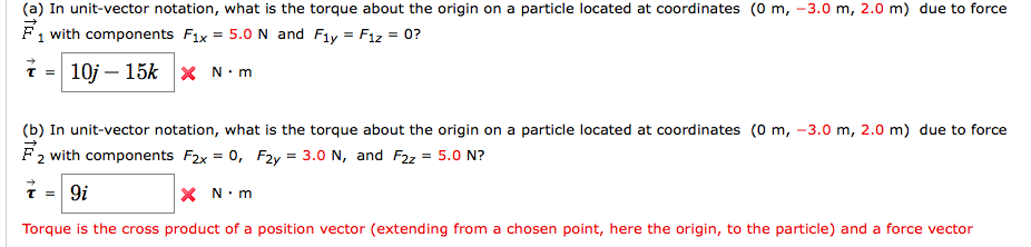 Solved (a) In unit-vector notation, what is the torque about | Chegg.com