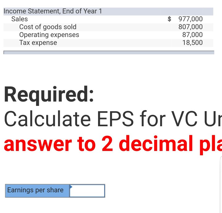 Solved Below is select information from VC United income | Chegg.com