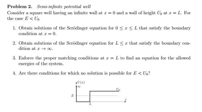 Solved Semi-infinite potential well Consider a square well | Chegg.com