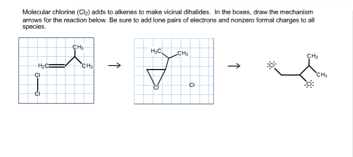 Solved Molecular chlorine (Cl2) adds to alkenes to make | Chegg.com