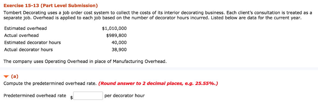 Solved Exercise 15-13 (Part Level Submission) Tombert | Chegg.com