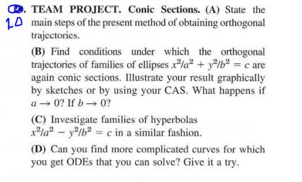 Solved C. TEAM PROJECT. Conic Sections. (A) State the 10 | Chegg.com
