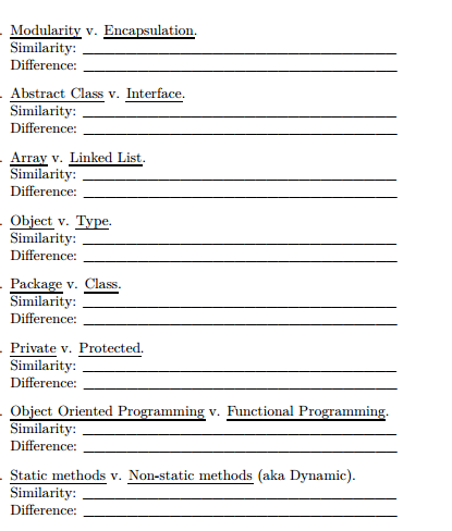 Solved Modularity v. Encapsulation. Similarity: | Chegg.com