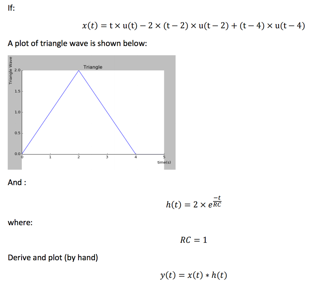 Solved Convolution Of A Triangle Wave Using Integrals I