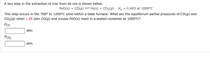 Solved A key step in the extraction of iron from its ore is | Chegg.com