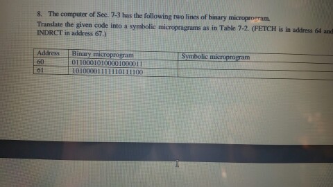Solved 8. The computer of Sec. 7-3 has the following two | Chegg.com