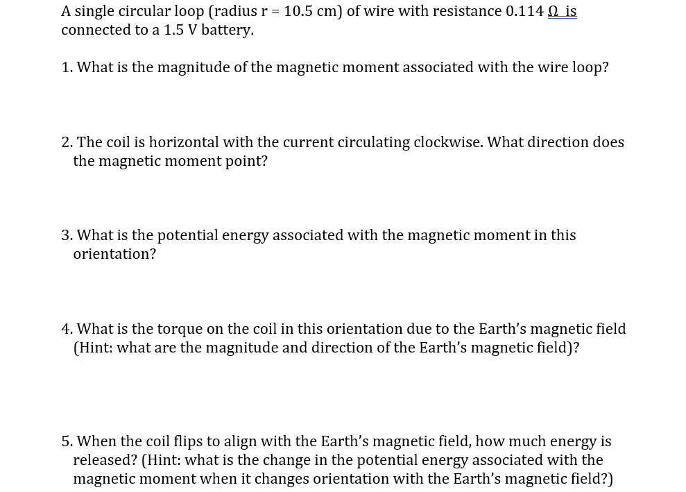 Solved A single circular loop (radius r = 10.5 cm) of wire | Chegg.com