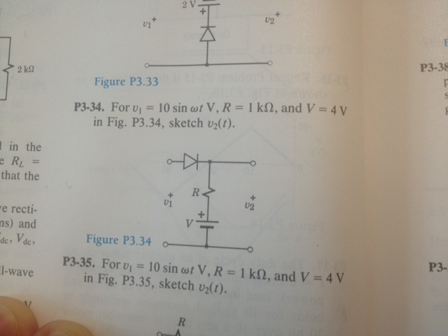 Solved Figure P3.33 For v1 = 10sin omega t V, R = 1Kohm, | Chegg.com