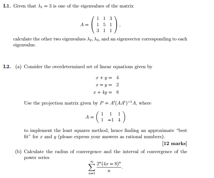 Solved Given that lambda_1 = 3 is one of the eigenvalues of | Chegg.com