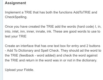 Solved Assignment 13 TRIE Spellchecker last edited by Dr. | Chegg.com