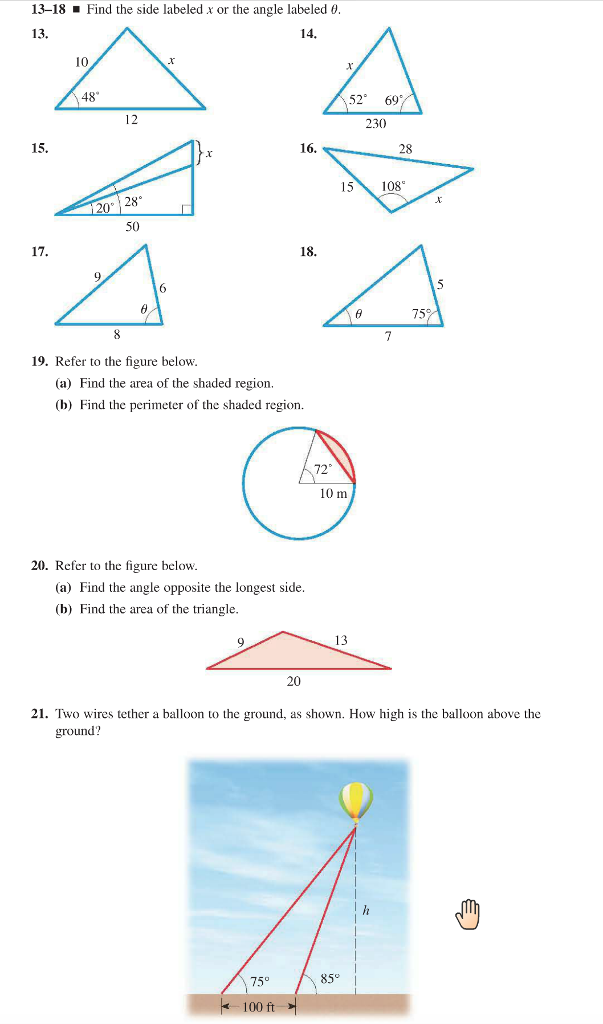 Solved 13-18 Find the side labeled or the angle labeled ? 14 | Chegg.com
