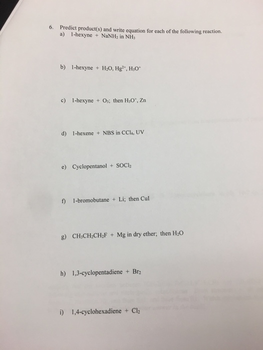 Solved Predict product(s) and write equation for each of the | Chegg.com