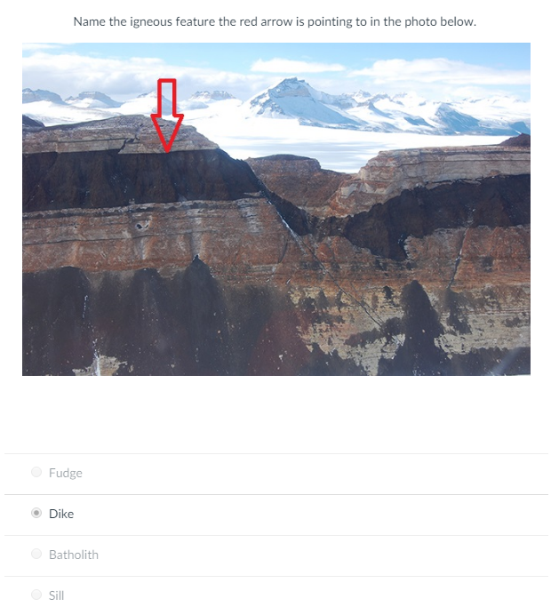 Solved Name the igneous feature the red arrow is pointing to | Chegg.com