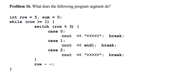 Solved What does the following program segment do? int row | Chegg.com