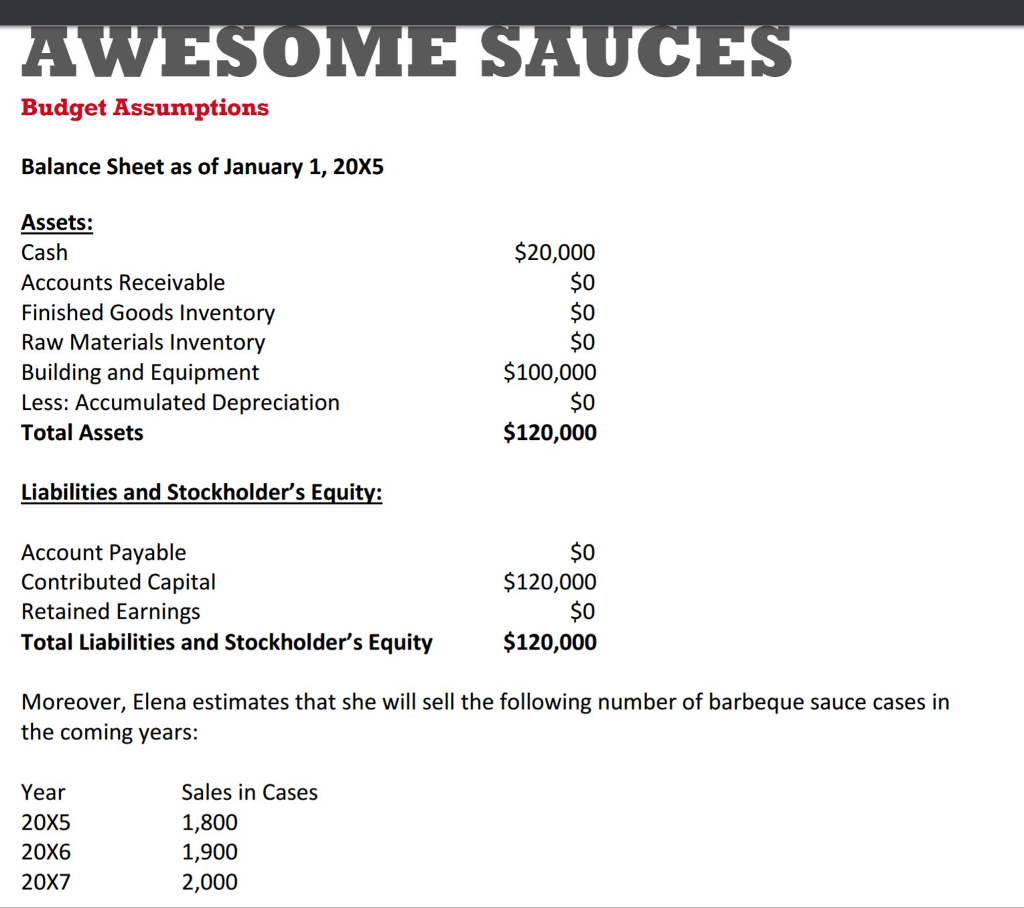 Solved Using the information in the Budget Assumptions and | Chegg.com