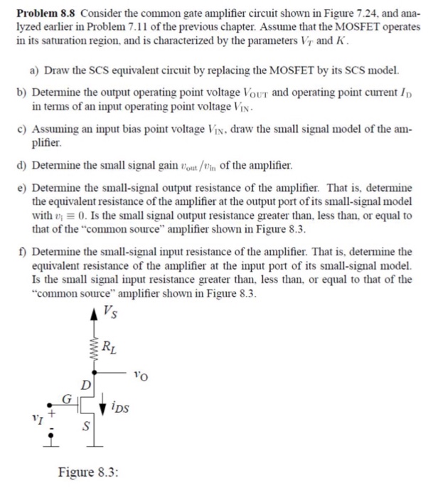Solved Consider the common gate amplifier circuit shown in | Chegg.com
