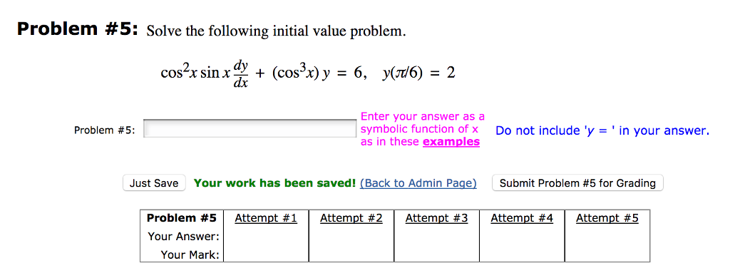 Solved Solve the following initial value problem. cos^2x | Chegg.com