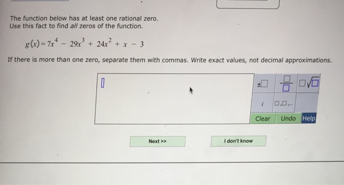 Solved The function below has at least one rational zero. | Chegg.com