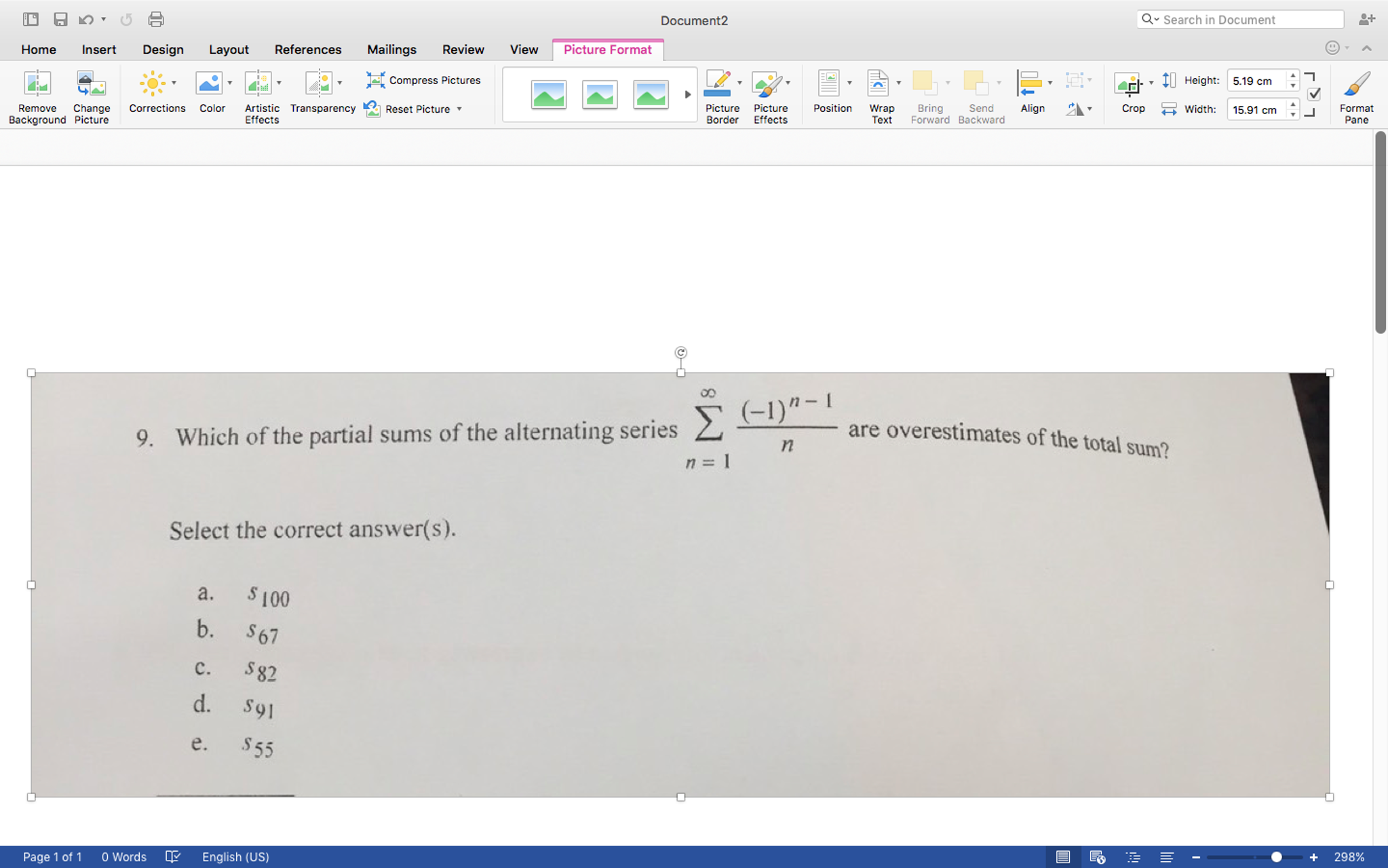 Solved Which of the partial sums of the alternating series | Chegg.com