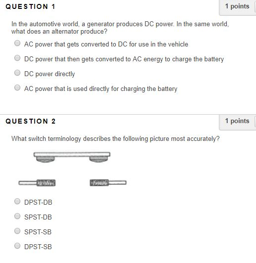 Solved QUESTION 1 1 points In the automotive world, a | Chegg.com